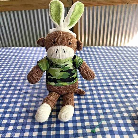 Toys | Dan Dee Camo Sock Monkey Plush Easter Bunny Ear Military ...